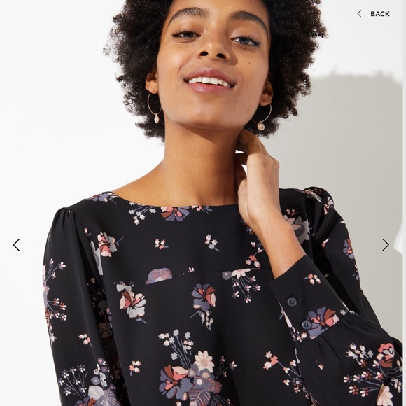 LOFT | Tops | Loft Petite Bouquet Cutout Back Blouse | Poshmark